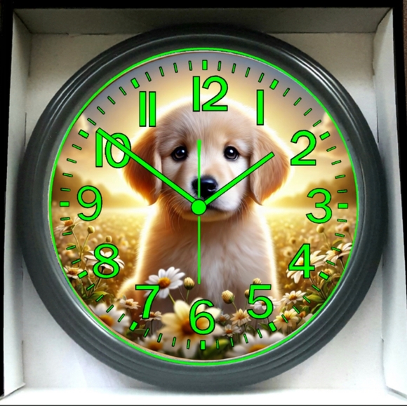 Wall Decor | Labrador Puppies Puppy Dog Glow In The Dark Wall Clock New ...